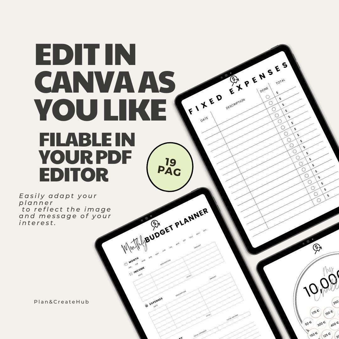 Budget Planner Printable PDF Financial Planner, Debt and Savings ...