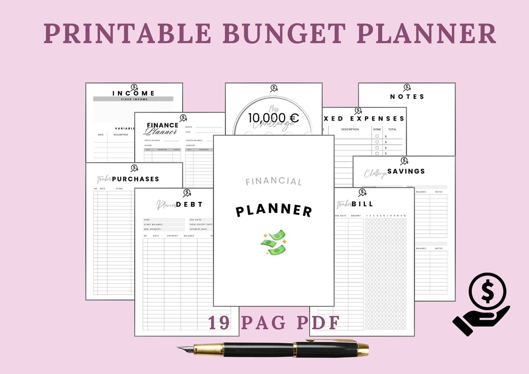 Budget Planner Printable PDF Financial Planner, Debt and Savings ...