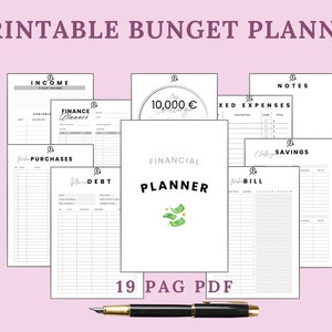 Budget Planner Printable PDF Financial Planner, Debt and Savings ...