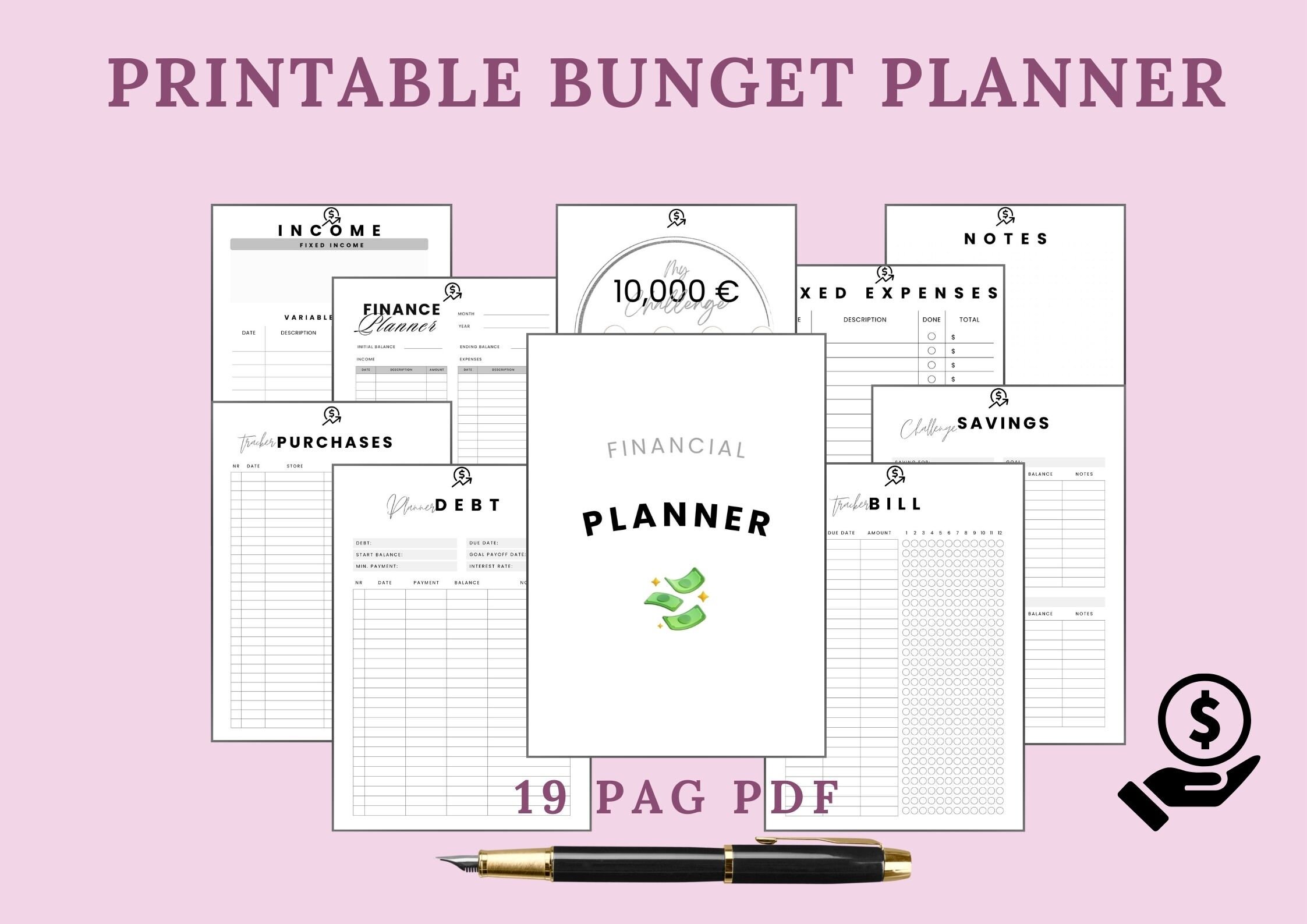 Budget Planner Printable PDF Financial Planner, Debt and Savings ...