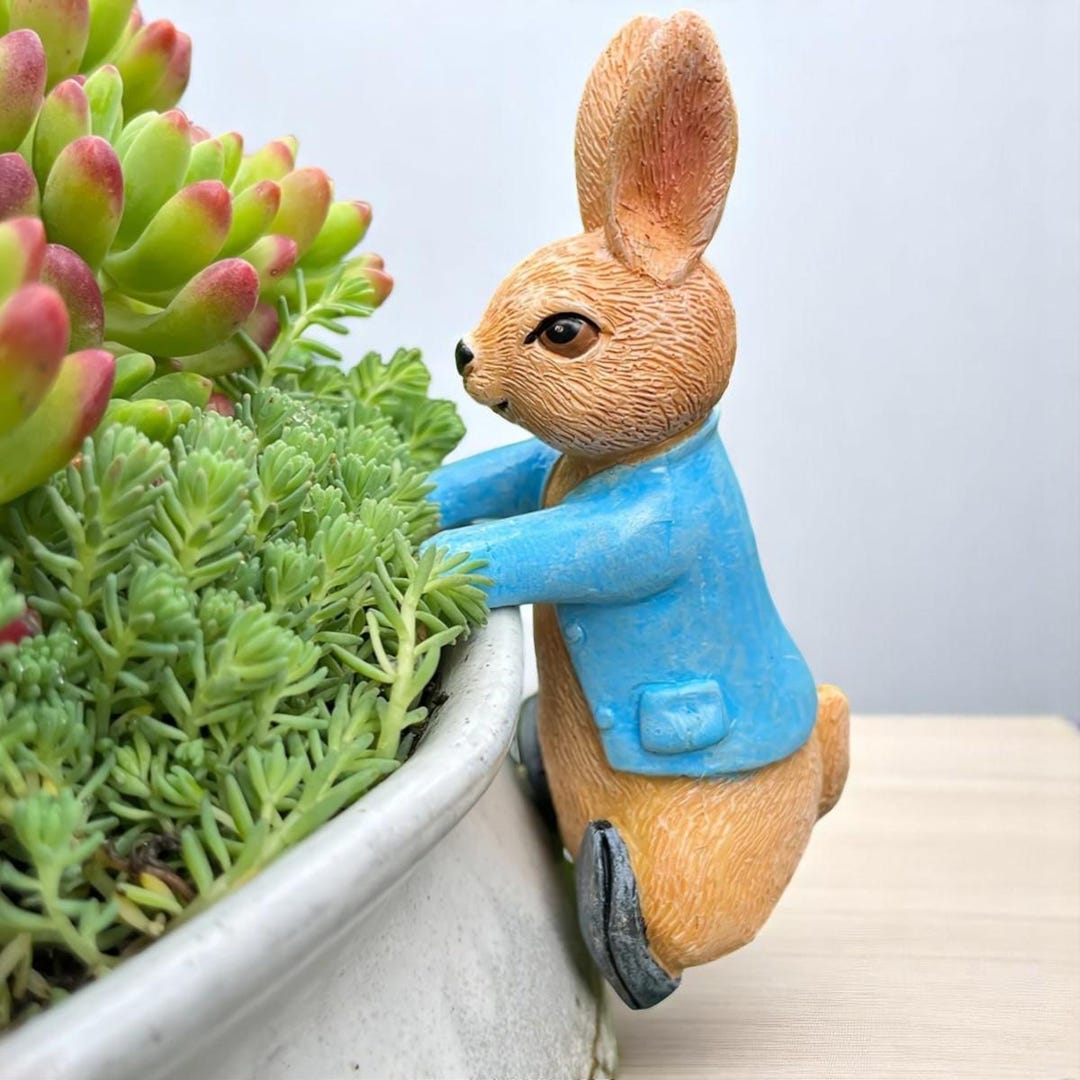 Resin Rabbit Garden Planter Statue, Cute Outdoor Terrace Lawn Decor ...