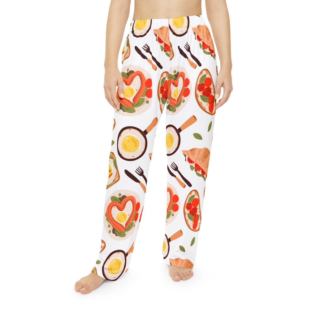 Breakfast Foods Pajama Pants Print Toast, Eggs, Croissant Pattern - Etsy