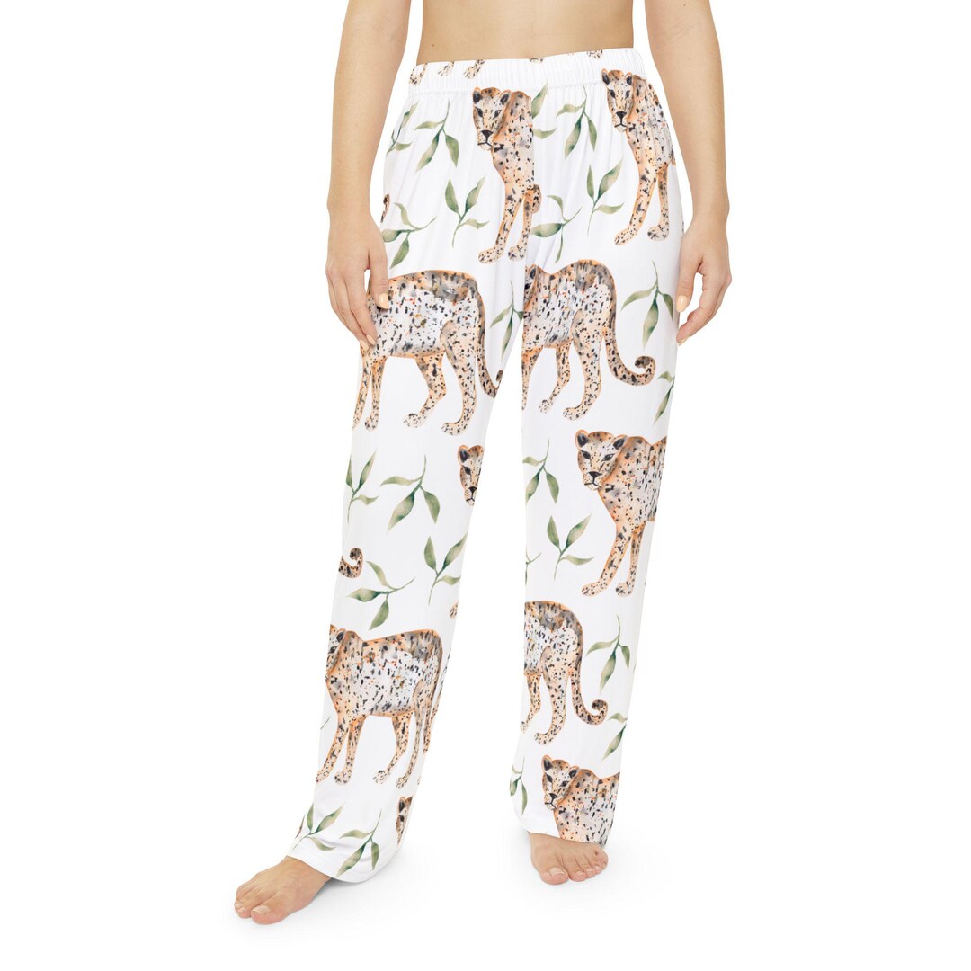 Watercolor Cheetah Print Pajama Pants | Animal Leaf Pattern - Etsy