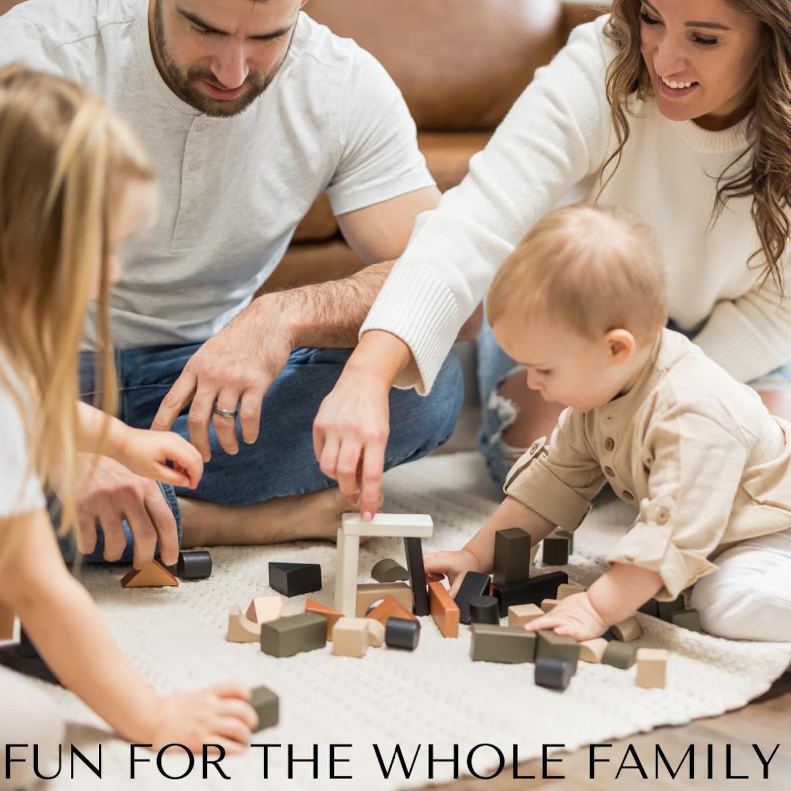 Wooden Building Blocks for Toddlers - Kids Stacking Blocks | 46 Pieces ...