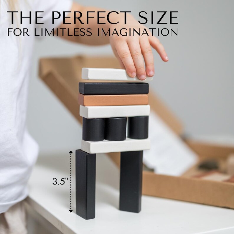 Wooden Building Blocks for Toddlers - Kids Stacking Blocks | 46 Pieces ...