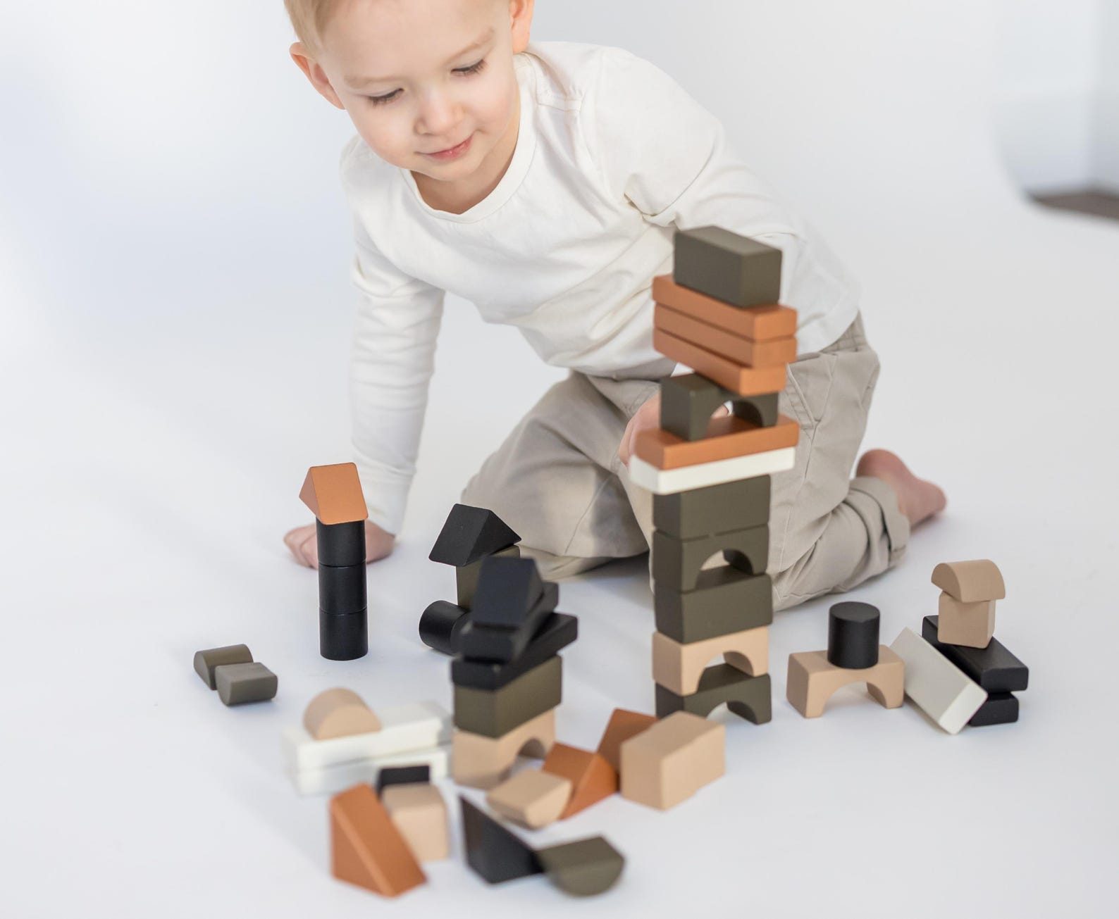 Wooden Building Blocks for Toddlers - Kids Stacking Blocks | 46 Pieces ...