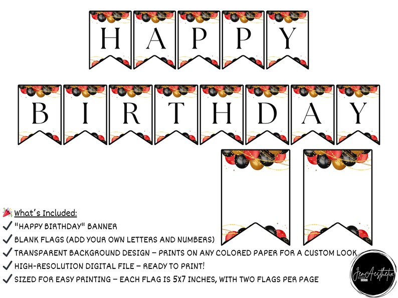 Editable Happy Birthday Banner, DIY Printable Banner, Birthday Bunting ...