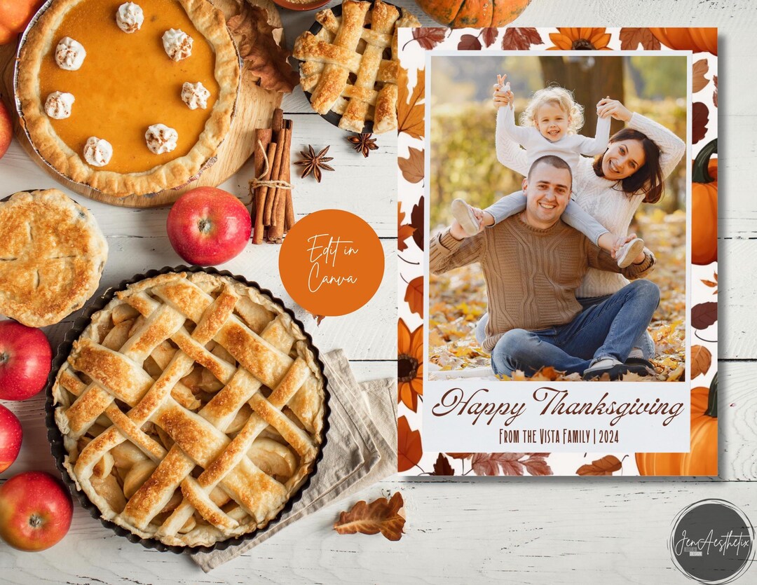 Customizable Thanksgiving Photo Card: Festive Holiday Keepsake (digital ...