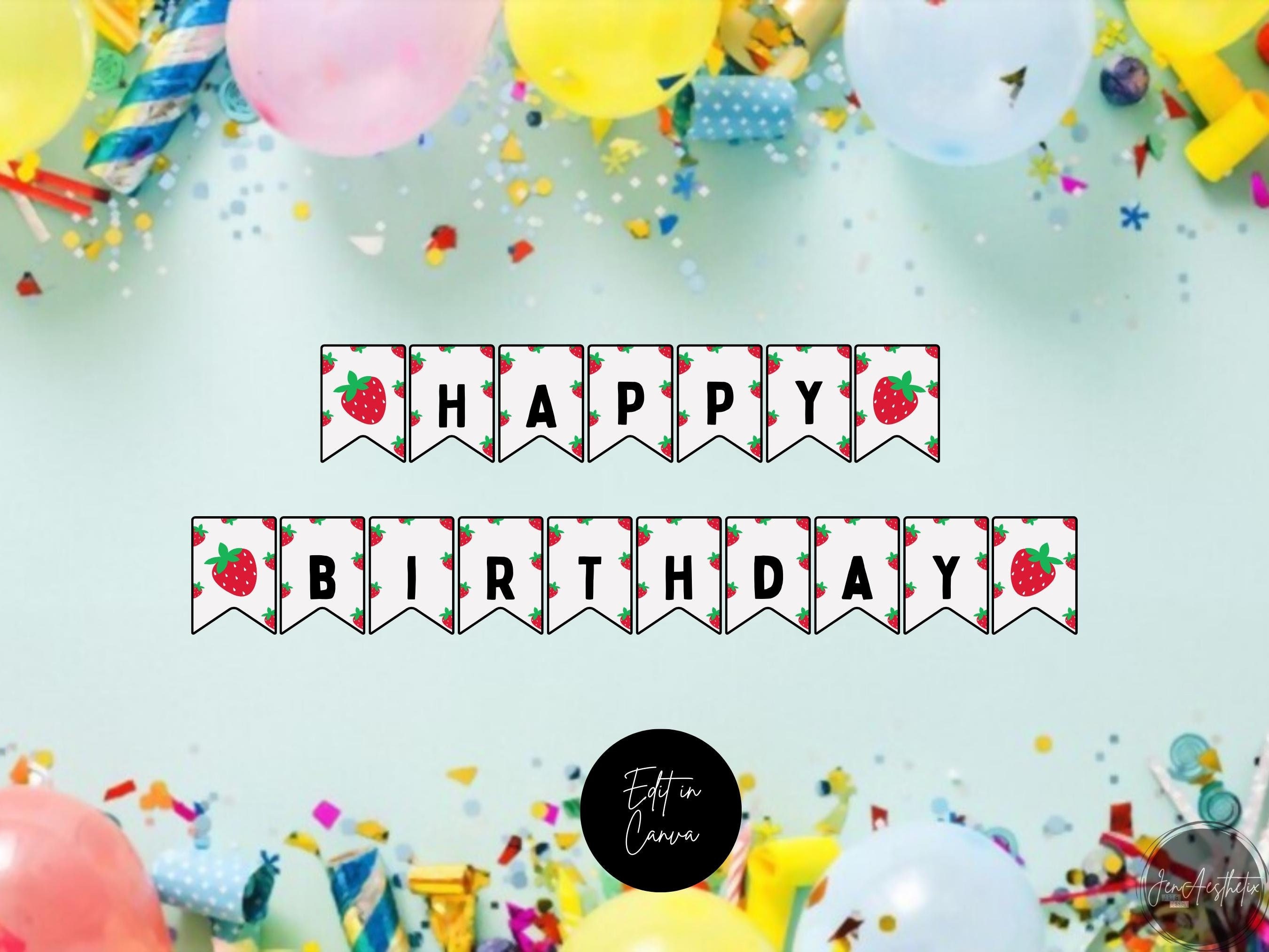 Editable Happy Birthday Banner, DIY Printable Banner, Birthday Bunting ...