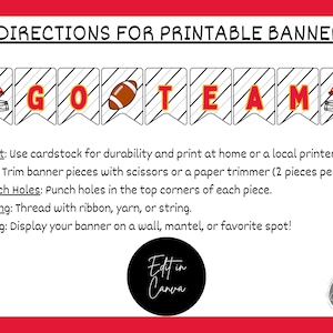 Editable GO TEAM Football Banner: DIY Printable Party Decor (digital ...