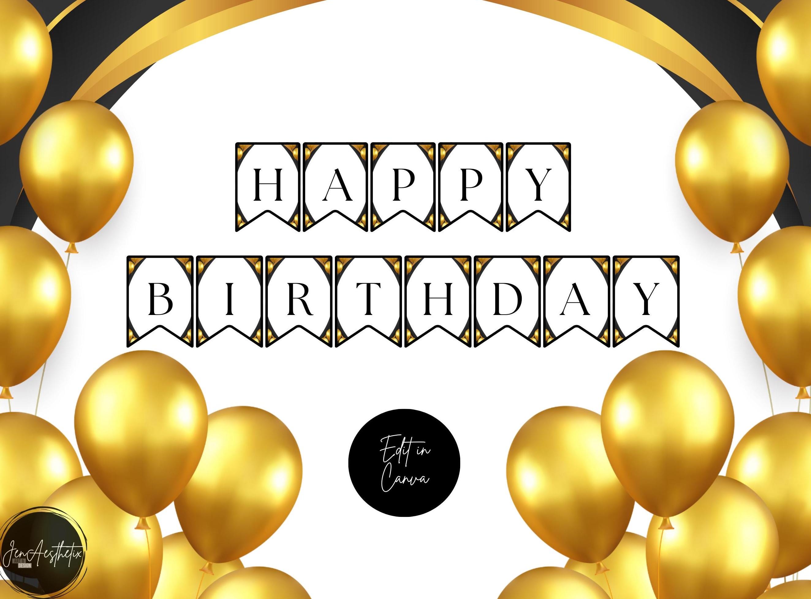 Editable Happy Birthday Banner, DIY Printable Banner, Birthday Bunting ...