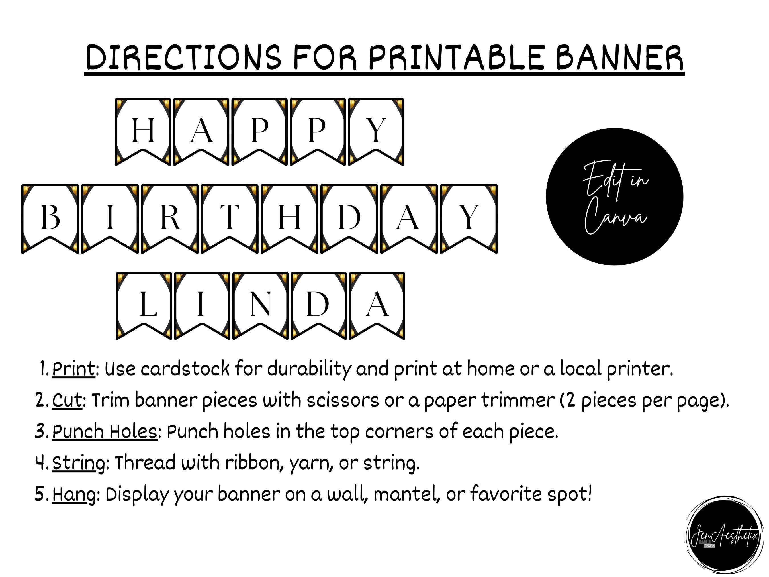 Editable Happy Birthday Banner, DIY Printable Banner, Birthday Bunting ...