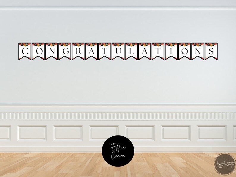 Editable Congratulations Banner: Black, Red, and Gold (digital Download ...