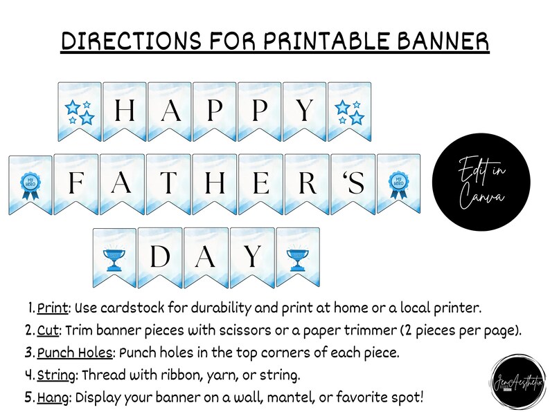Editable Father's Day Banner, Transparent Background, DIY Printable ...