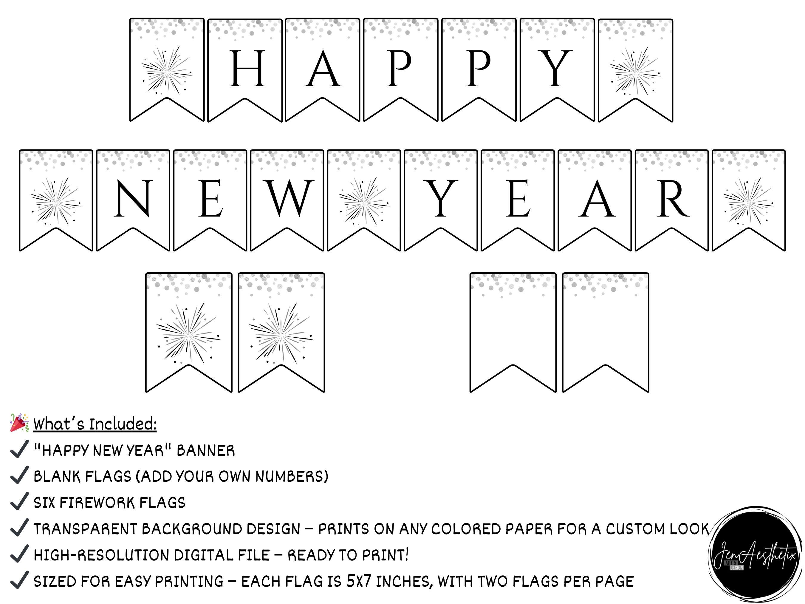 Happy New Year Banner | Editable New Year Decor | Printable NYE Party ...