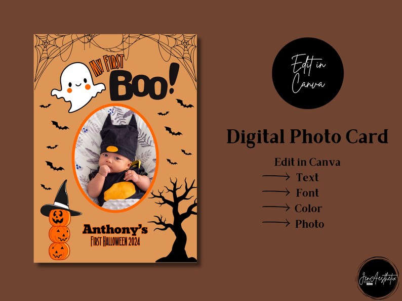 Customizable 'my First Boo' Halloween Photo Card (digital Download) - Etsy
