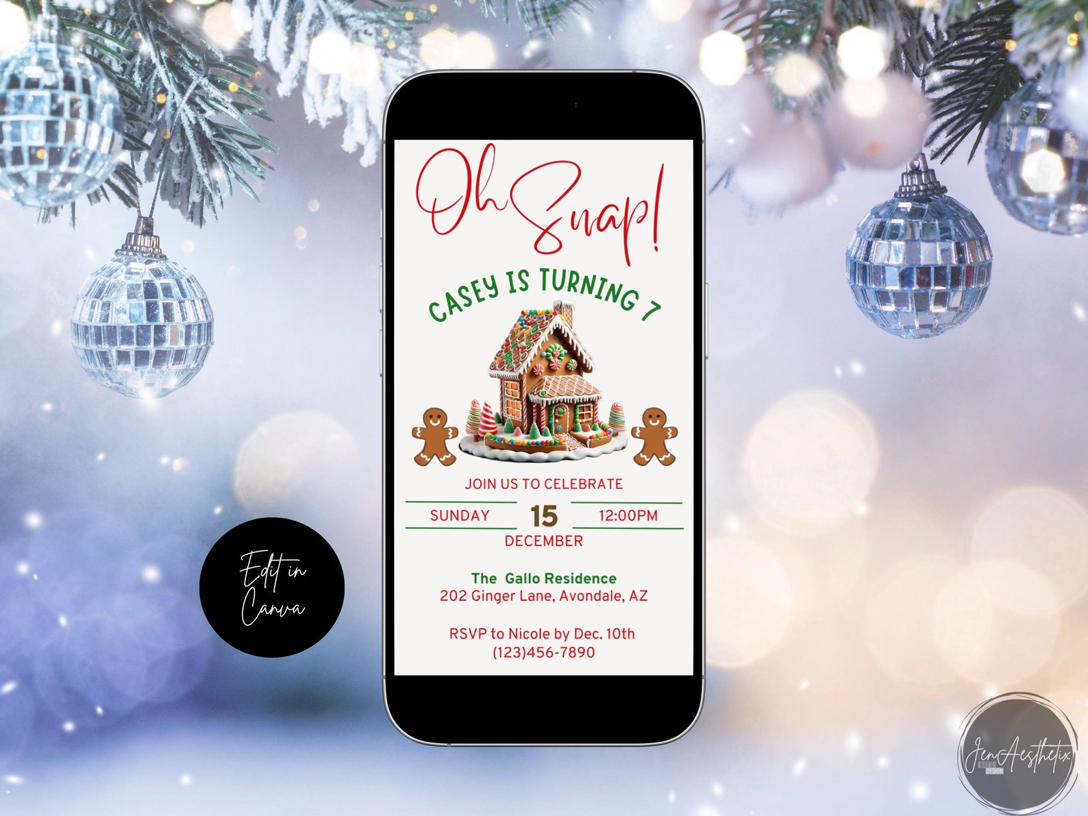 Editable "oh Snap" Birthday Invitation | Holiday Birthday Invite ...