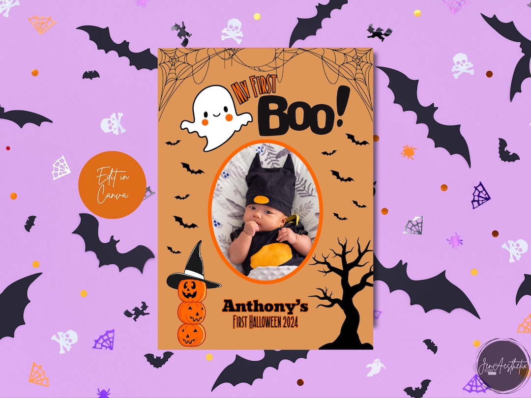 Customizable 'my First Boo' Halloween Photo Card (digital Download) - Etsy