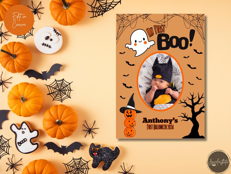 Customizable 'my First Boo' Halloween Photo Card (digital Download) - Etsy