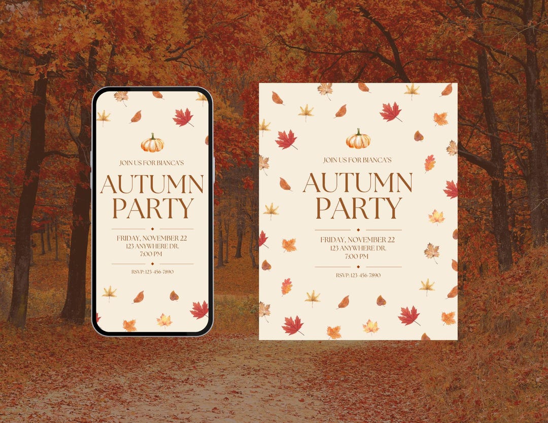 Thanksgiving Invitation, Autumn Party Invitation, Fall Invite, Pumpkin ...