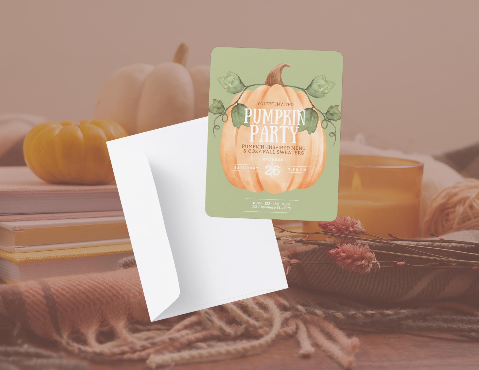 Pumpkin Party Invitation, Fall Invitation, Editable Canva Template ...