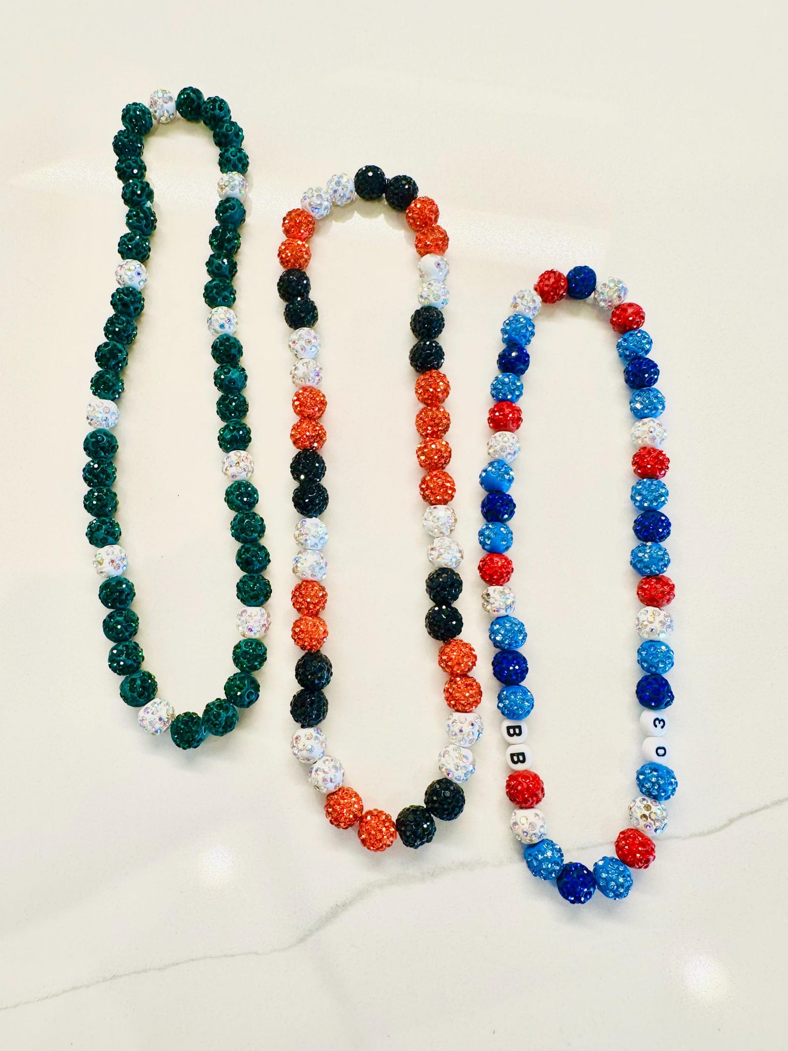 Custom Baseball Sparkle Beaded Necklaces, Pollyanna Baseball Necklaces ...