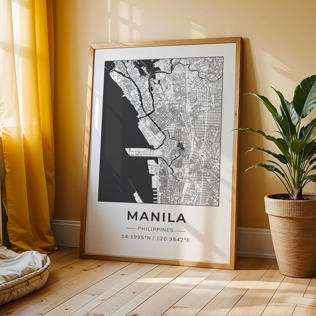 Manila Map Poster, Philippines Asia Wall Art, Filipino Asian Travel ...