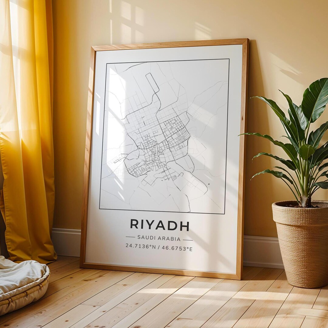 Riyadh Map Poster, Saudi Arabia Geography Wall Art, Arab Desert Travel ...