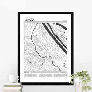 Vienna Map Poster, Austria Geography Wall Art, European Austrian Travel ...