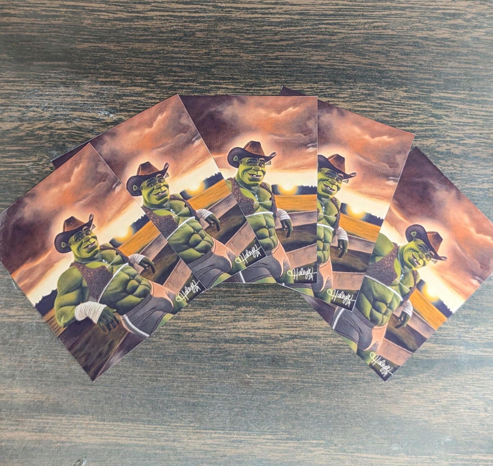 Wallet Size Cowboy Shrek Print (2 PC) - Etsy