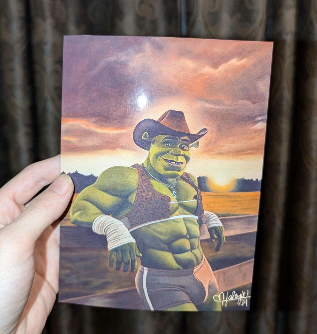 5"x7" Cowboy Shrek Print - Etsy