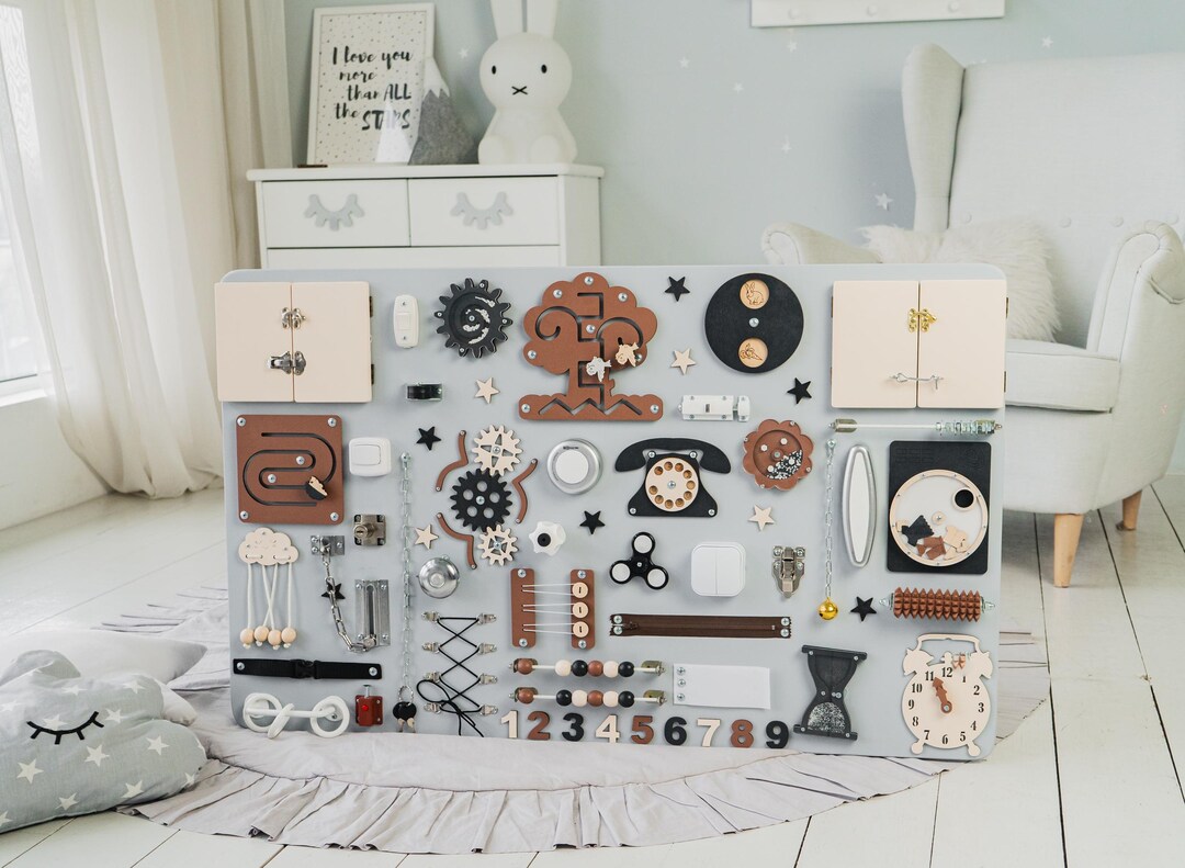 Education Busy Board, Montessori Toddlers Toys, Wooden Busy Board, Wall ...