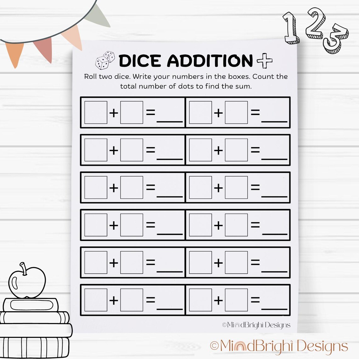 Dice Addition Game / Addition Printable / Addition Centers / Teaching ...