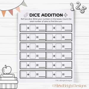 Dice Addition Game / Addition Printable / Addition Centers / Teaching ...