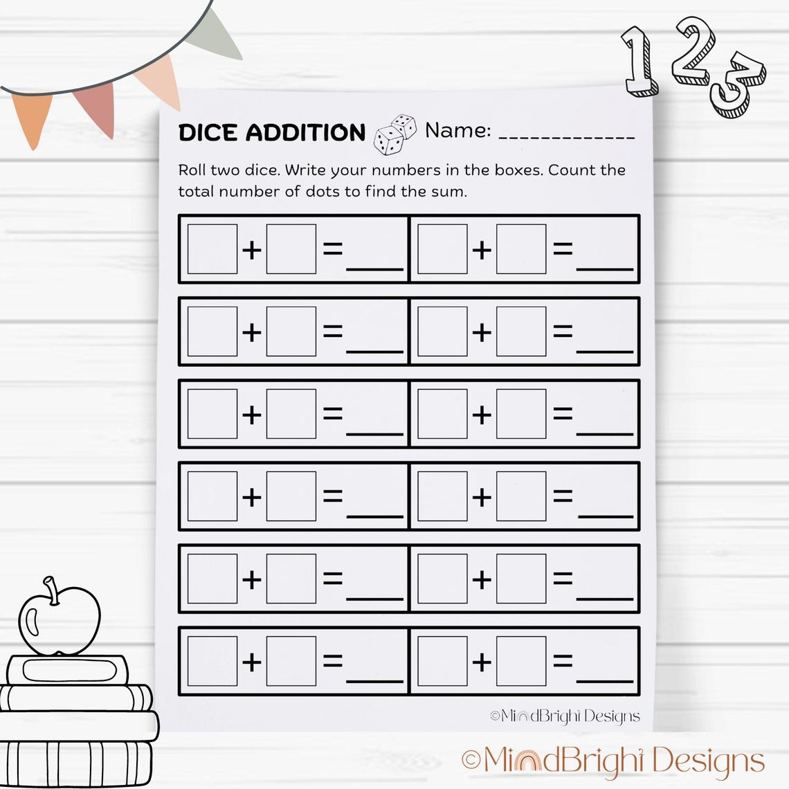 Dice Addition Game / Addition Printable / Addition Centers / Teaching ...