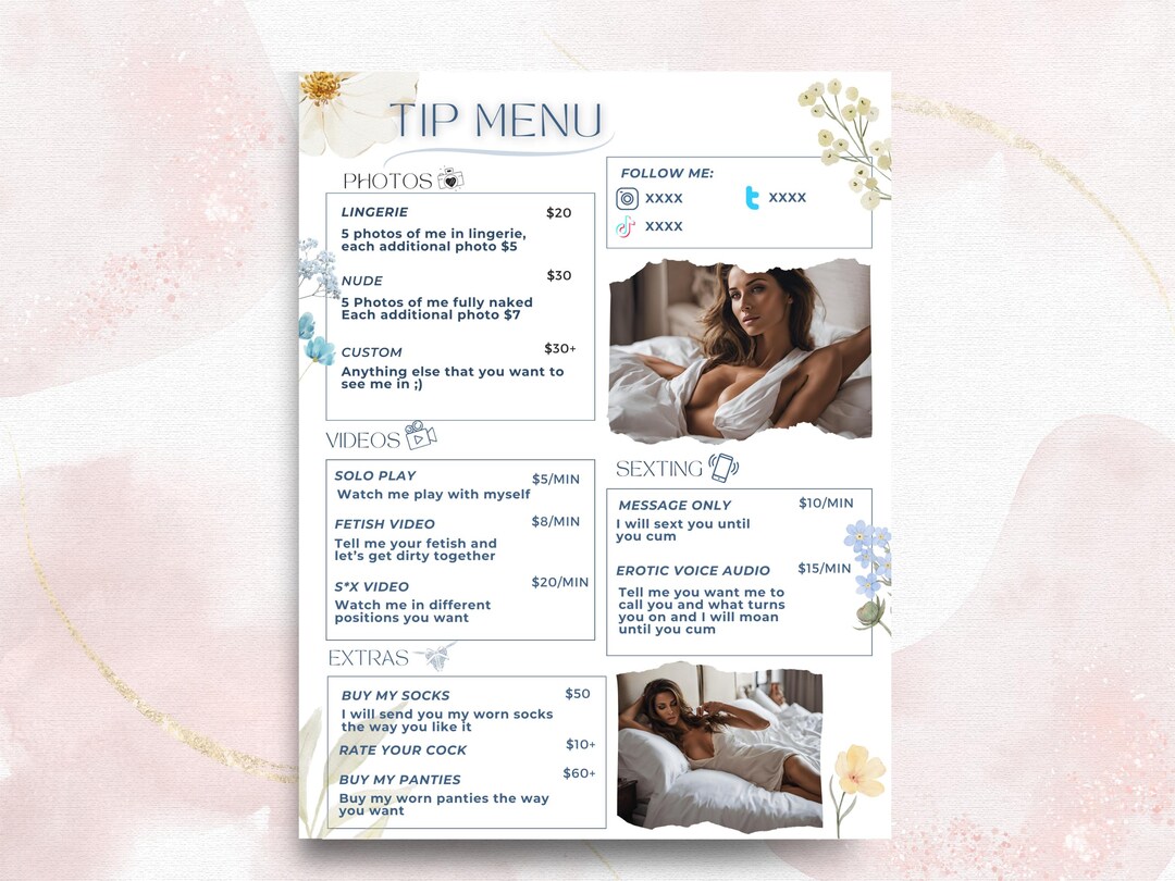 NEW! Onlyfans Tip Menu | Fansly Template | Editable Template | Tip Menu ...