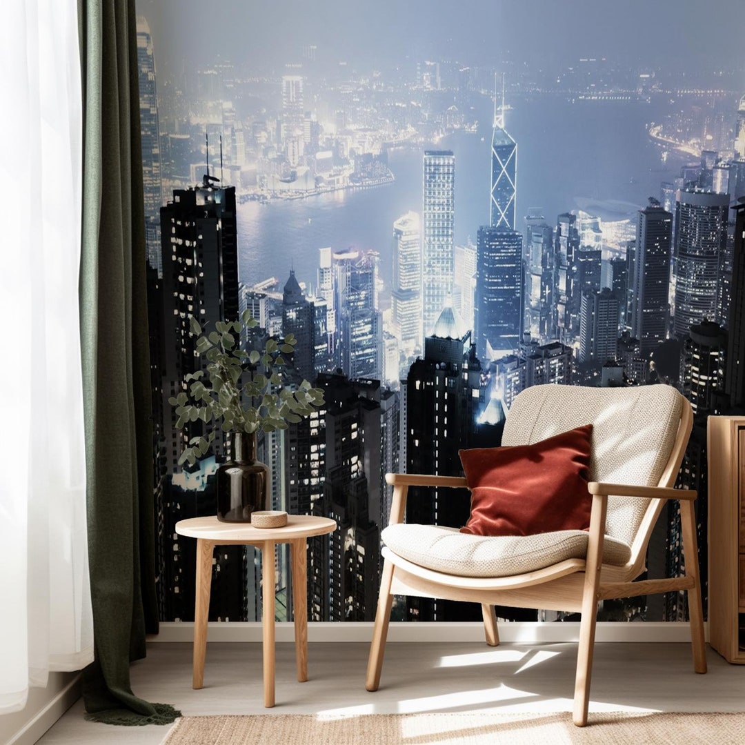 Chicago Cityscape Mural: Urban Building Wallpaper, Modern Wall Art - Etsy
