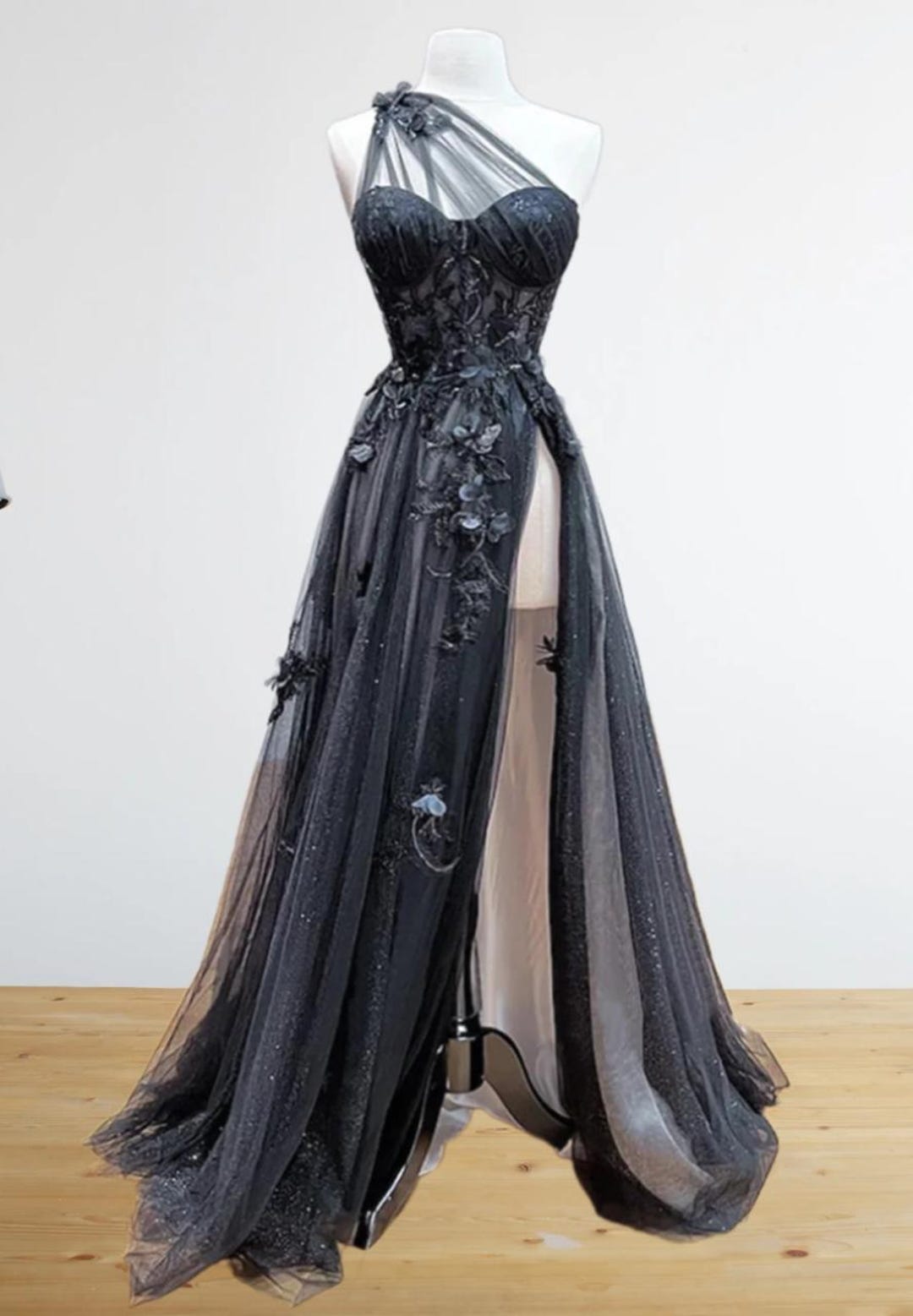 Delicate Tulle Prom Dresses Decal A-line Evening Dress Vestidos De ...