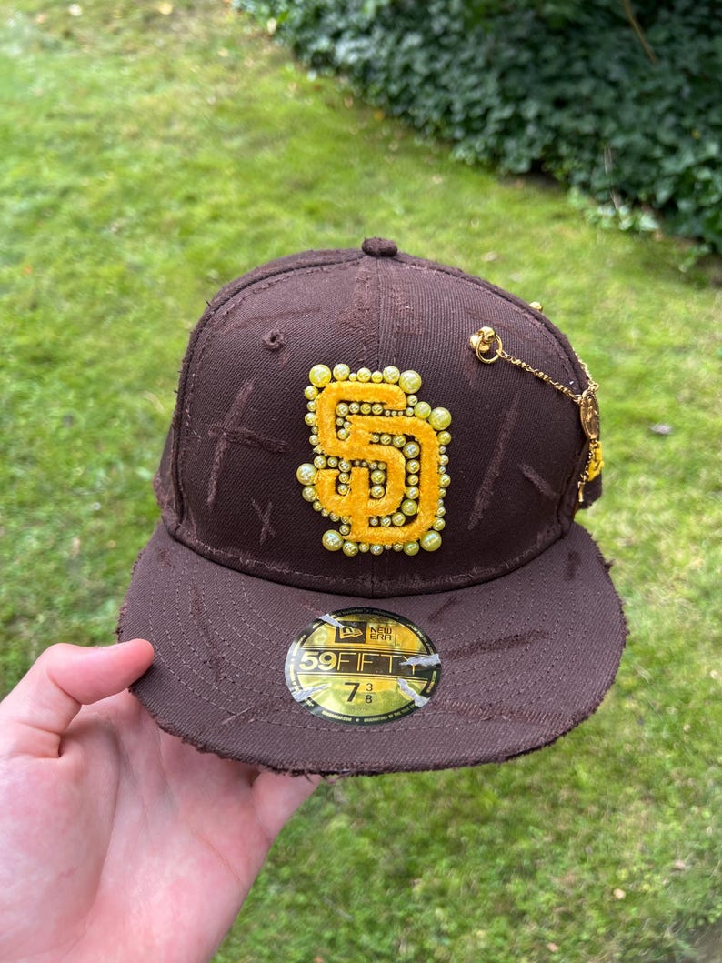 Custom Pearl New Era Fitted Cap With Cross Chain - Etsy