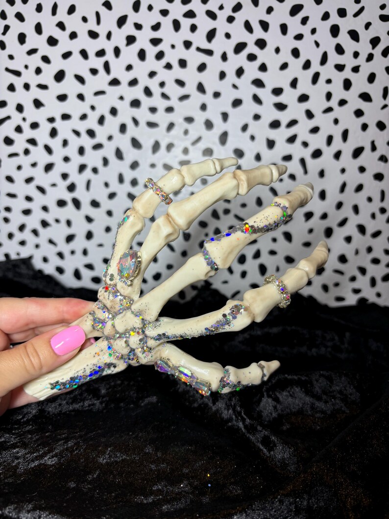 Iridescent Jeweled Skeleton Hands: Gothic Halloween Table Centerpiece ...