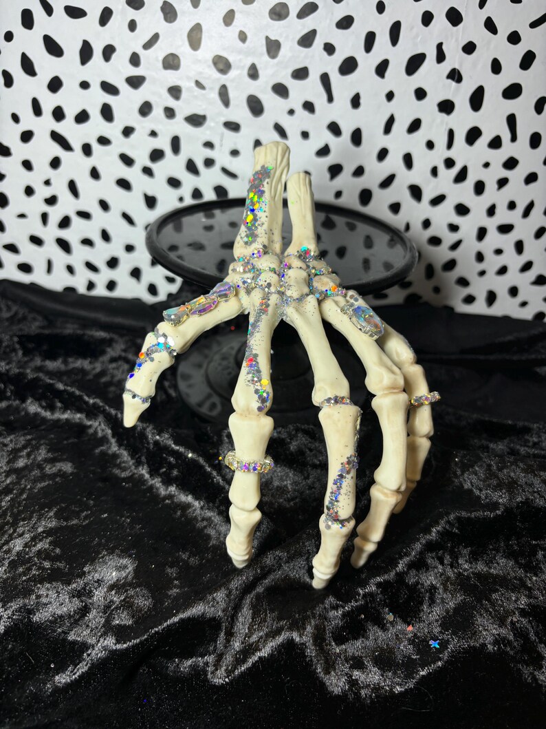 Iridescent Jeweled Skeleton Hands: Gothic Halloween Table Centerpiece ...