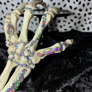 Iridescent Jeweled Skeleton Hands: Gothic Halloween Table Centerpiece ...