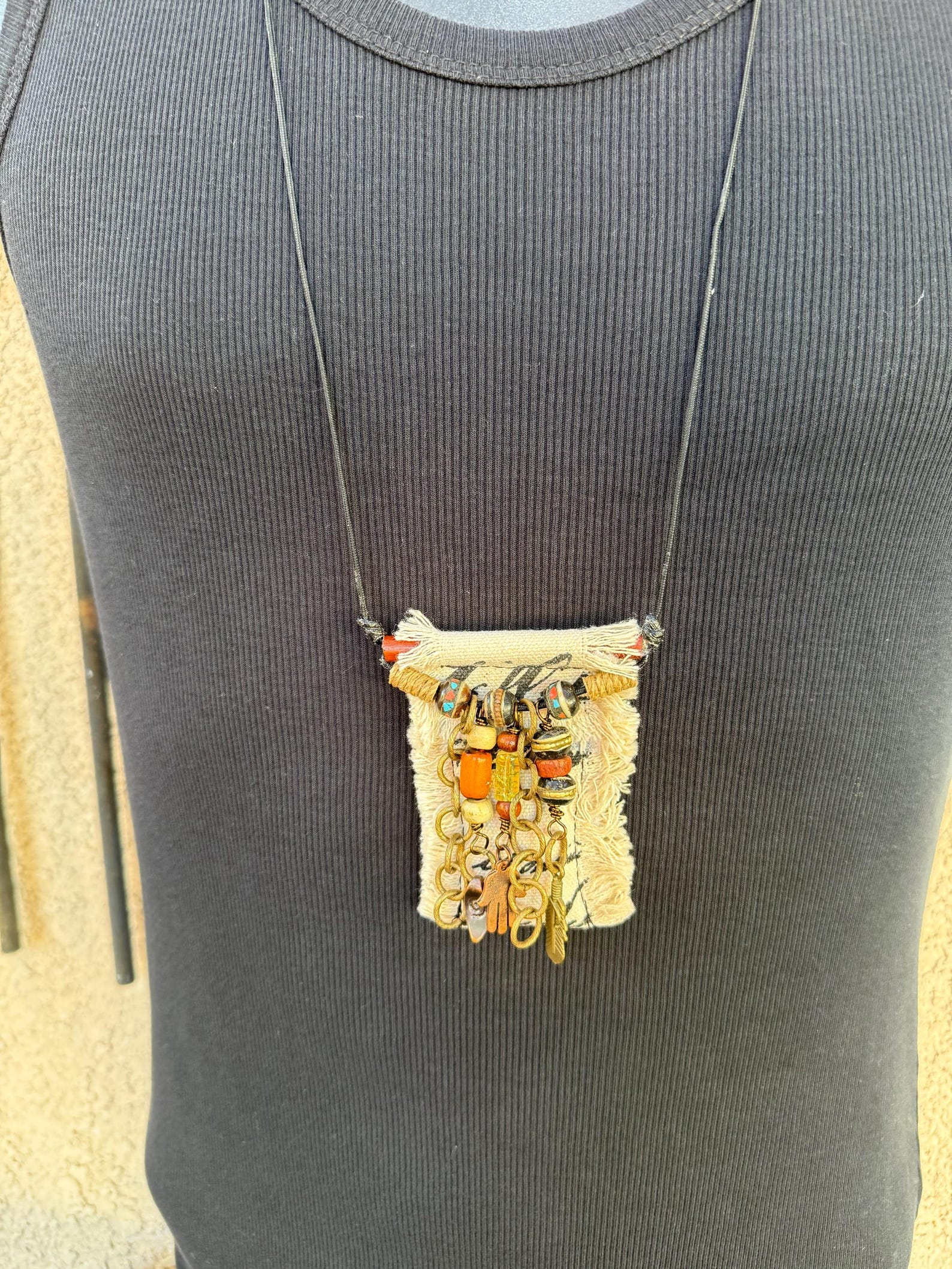 Fabric Art Amulet Assemblage Gris Gris Protection, Healing Necklace ...