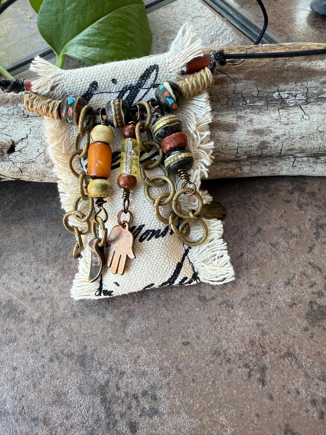 Fabric Art Amulet Assemblage Gris Gris Protection, Healing Necklace ...