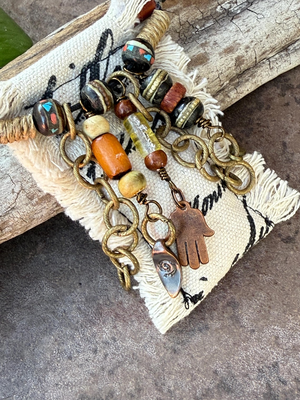 Fabric Art Amulet Assemblage Gris Gris Protection, Healing Necklace ...