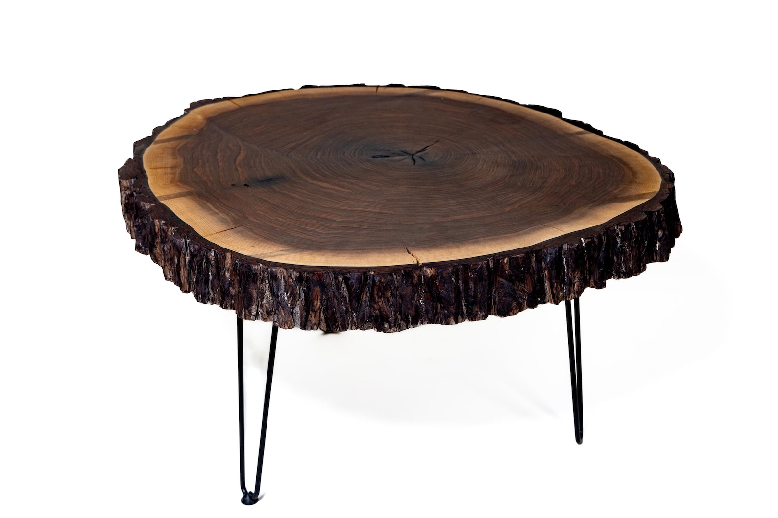 Rustic Walnut Cookie Coffee Table, Wooden Coffee Table, Modern Coffee ...