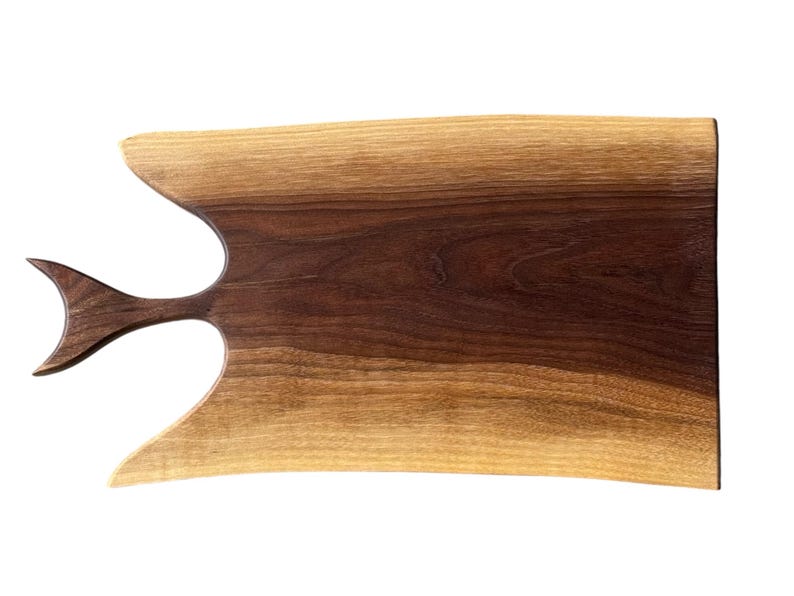Walnut Live Edge Charcuterie Board With a Handcrafted Fishtail Handle ...
