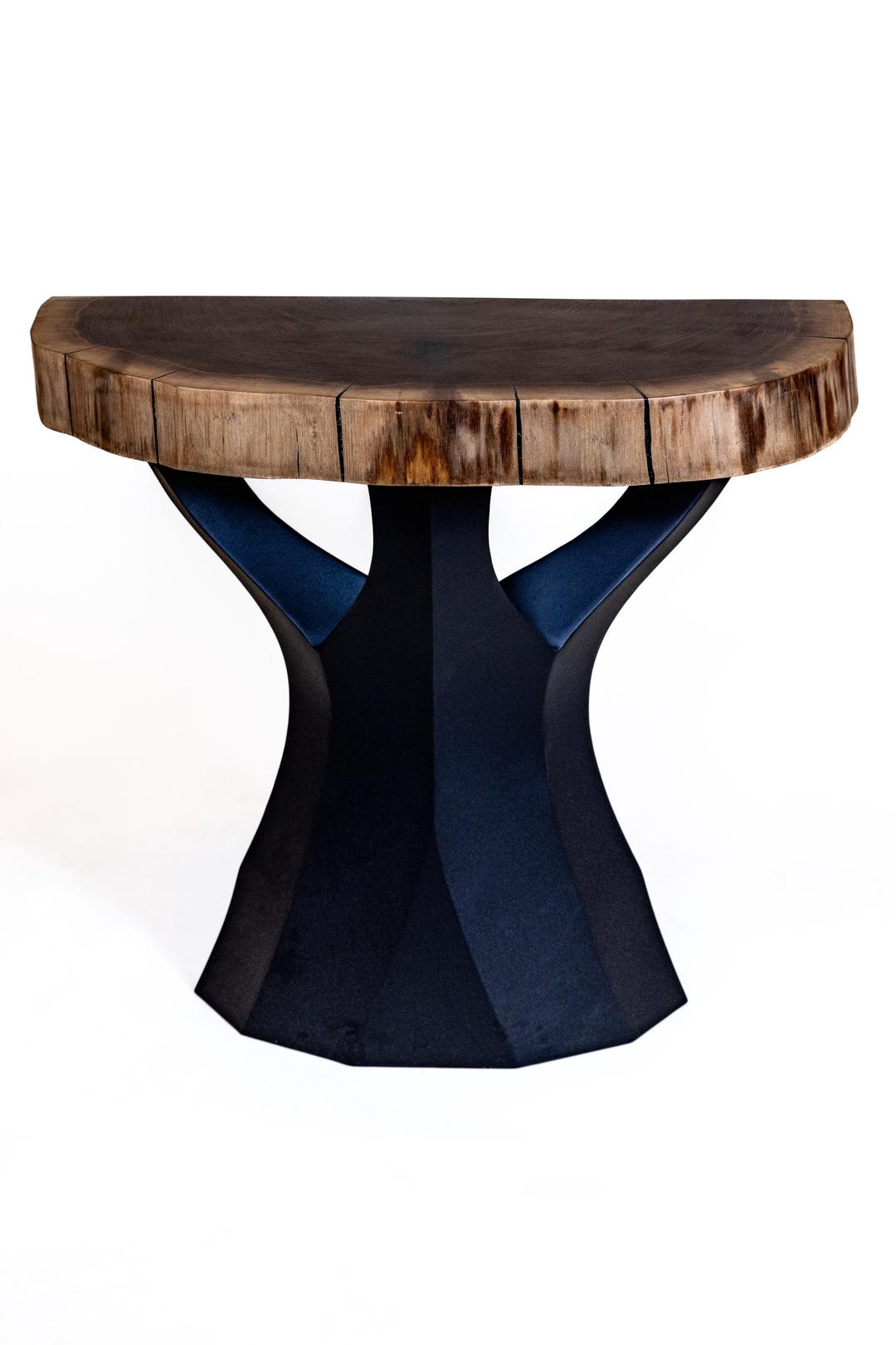 Walnut Cookie Entry Table With Metal Base, Handcrafted Side Table - Etsy