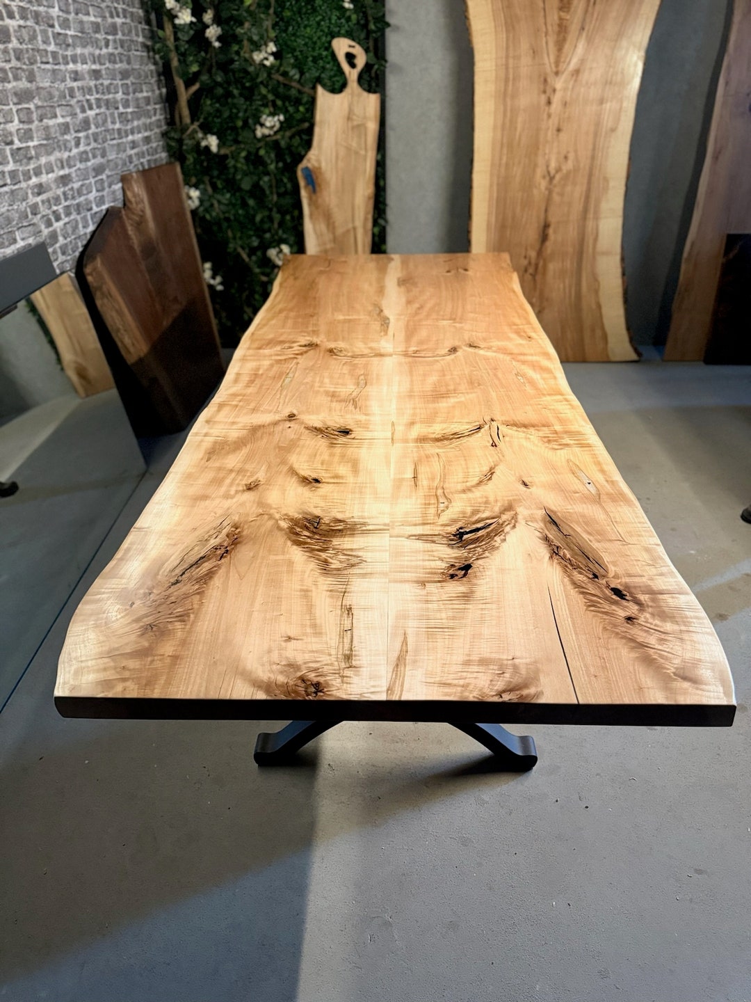 Book-matched Red Maple Live Edge Dining Table ,highly Figured Solid ...