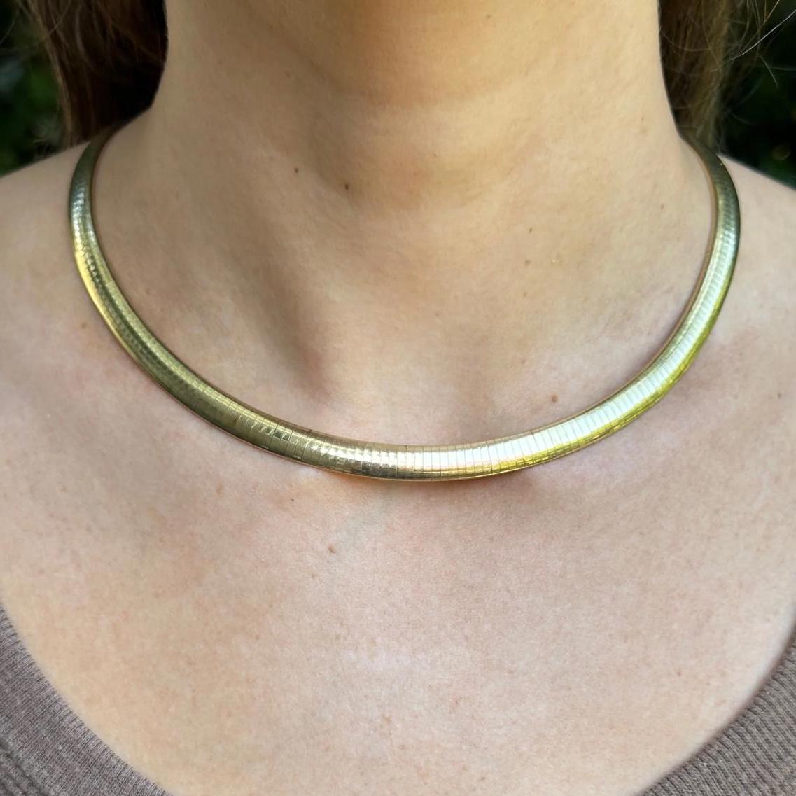 Solid Gold Omega Chain, 14K Gold Chain Necklace, Omega Chain Necklace ...